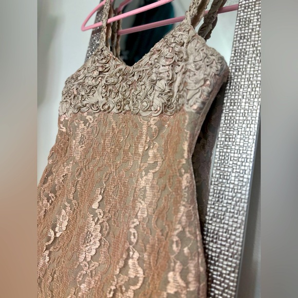 Tina Hagen | Dresses | Rare 9s Vintage Beautiful Gold Lace Couture Midi ...